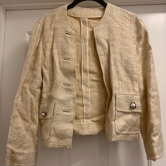 Jackets & Coats | Beige Tweed Jacket | Poshmark